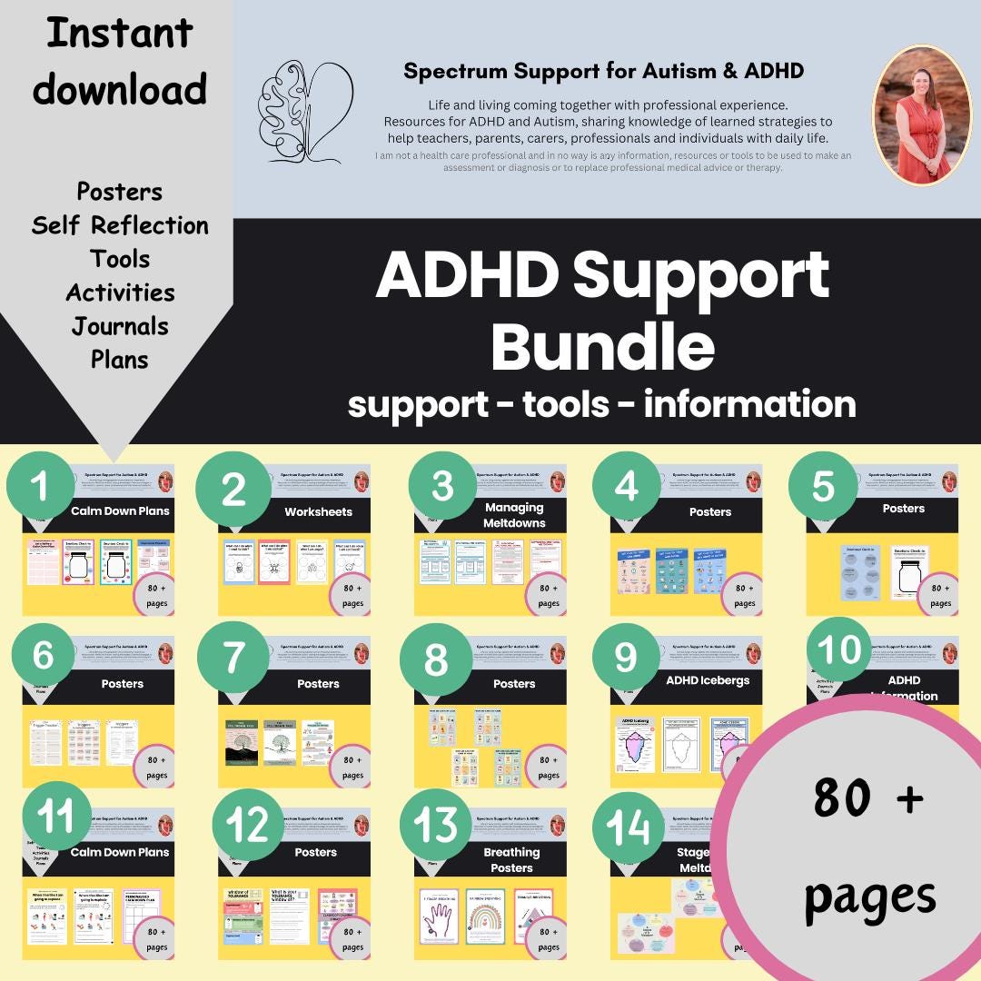 Support for ADHD Planner Printable Bundle Therapy Worksheets Parenting ...