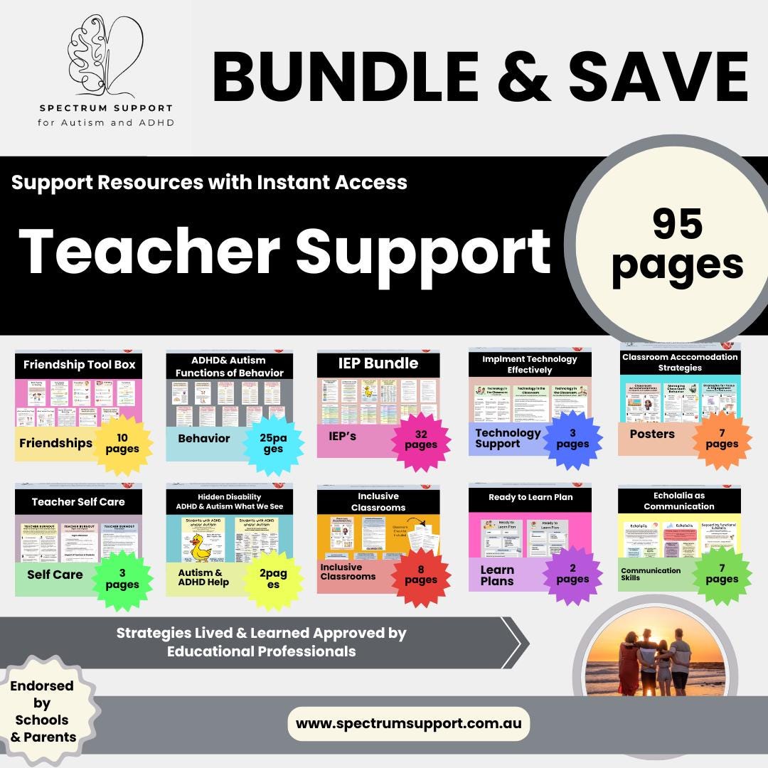 ADHD Autism Teacher Support Kit: Classroom Posters, Cheat Sheets, Role ...