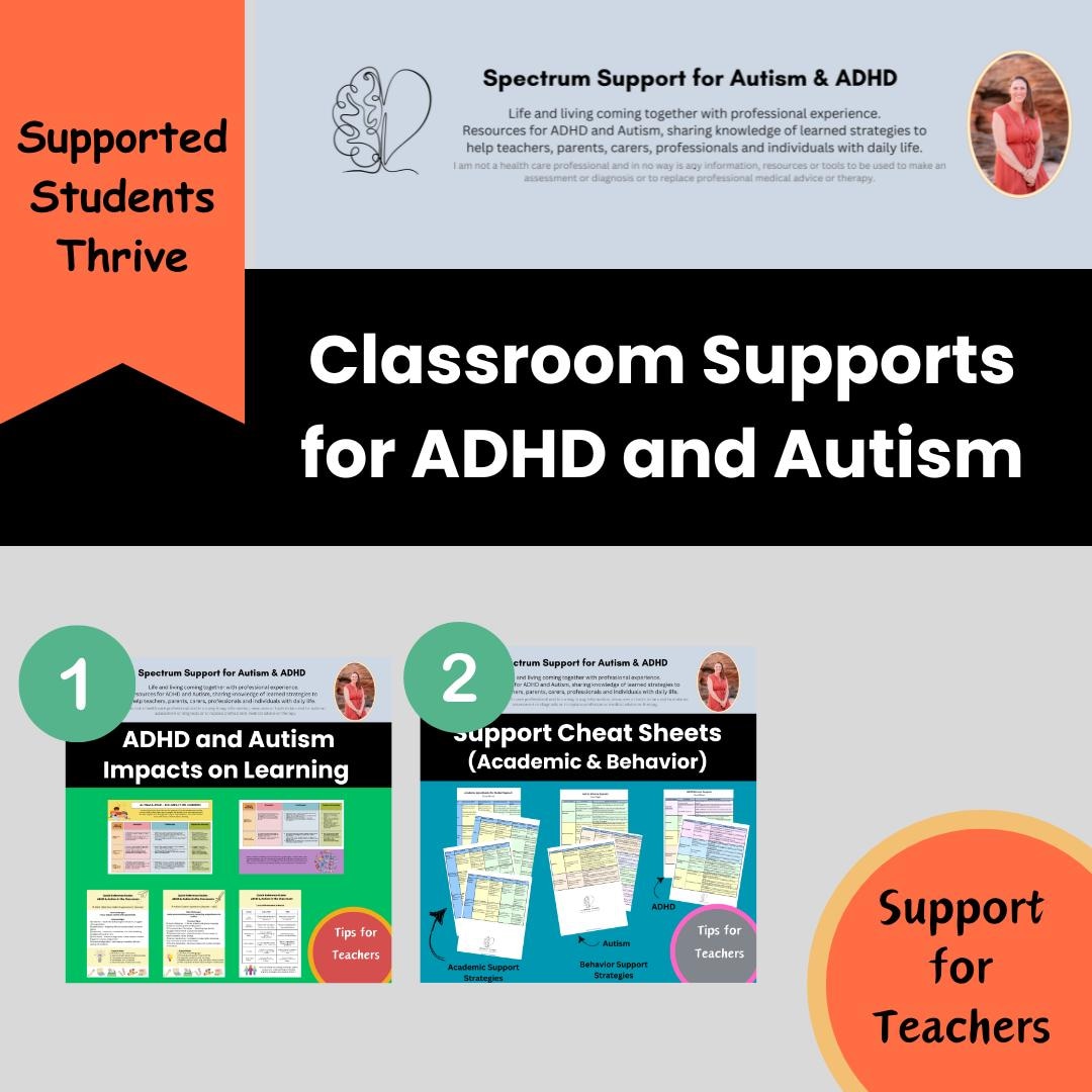 ADHD and Autism Impact on Learning Support Strategy Cheat Sheets ...