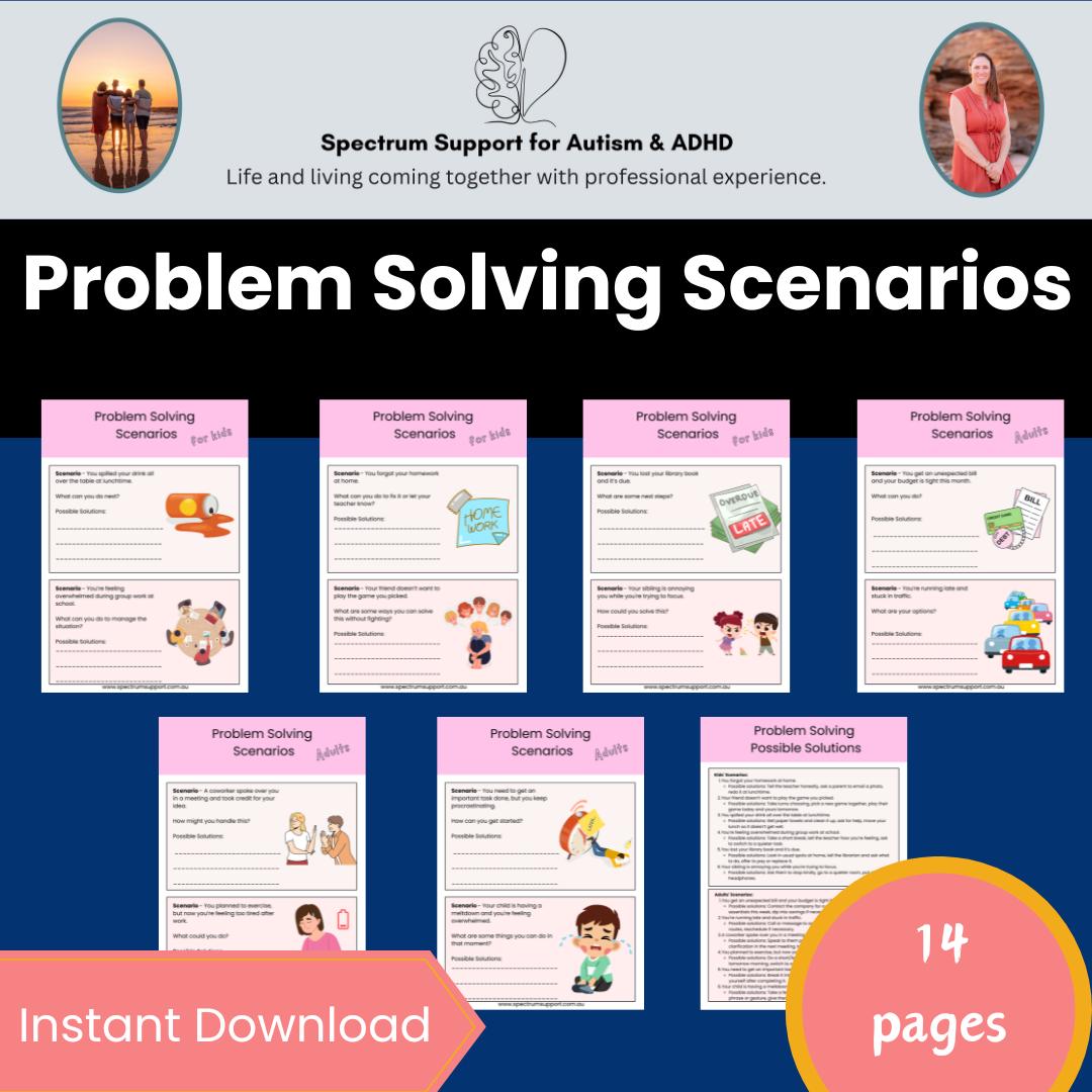 Problem Solving Scenarios: Social Emotional Skills Therapy Worksheets ...