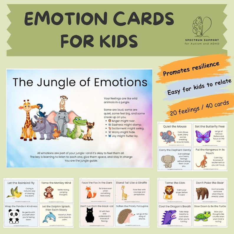 Animal Emotion Cards: Understand Feelings, Classroom Calm Corner (PDF ...
