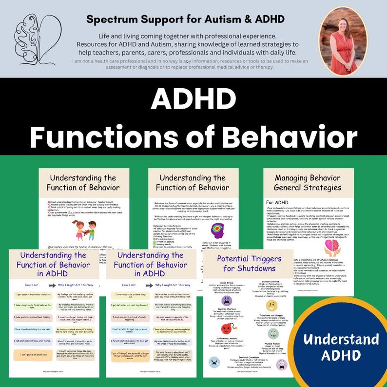 ADHD Autism Teacher Support Kit: Classroom Posters, Cheat Sheets, Role ...