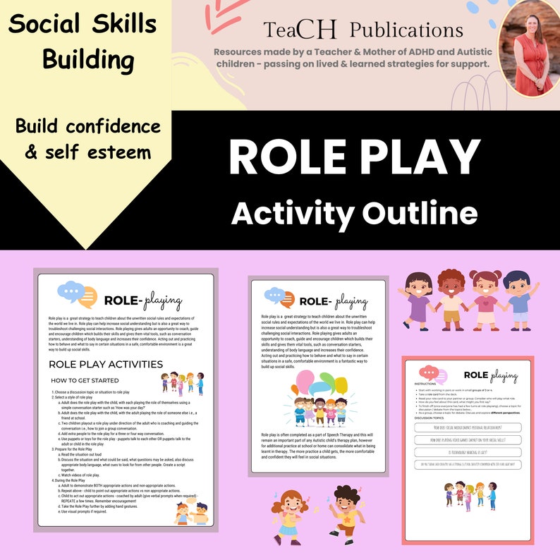 Social Skills Role Play Cards: Autism, ADHD Confidence Builder (digital ...