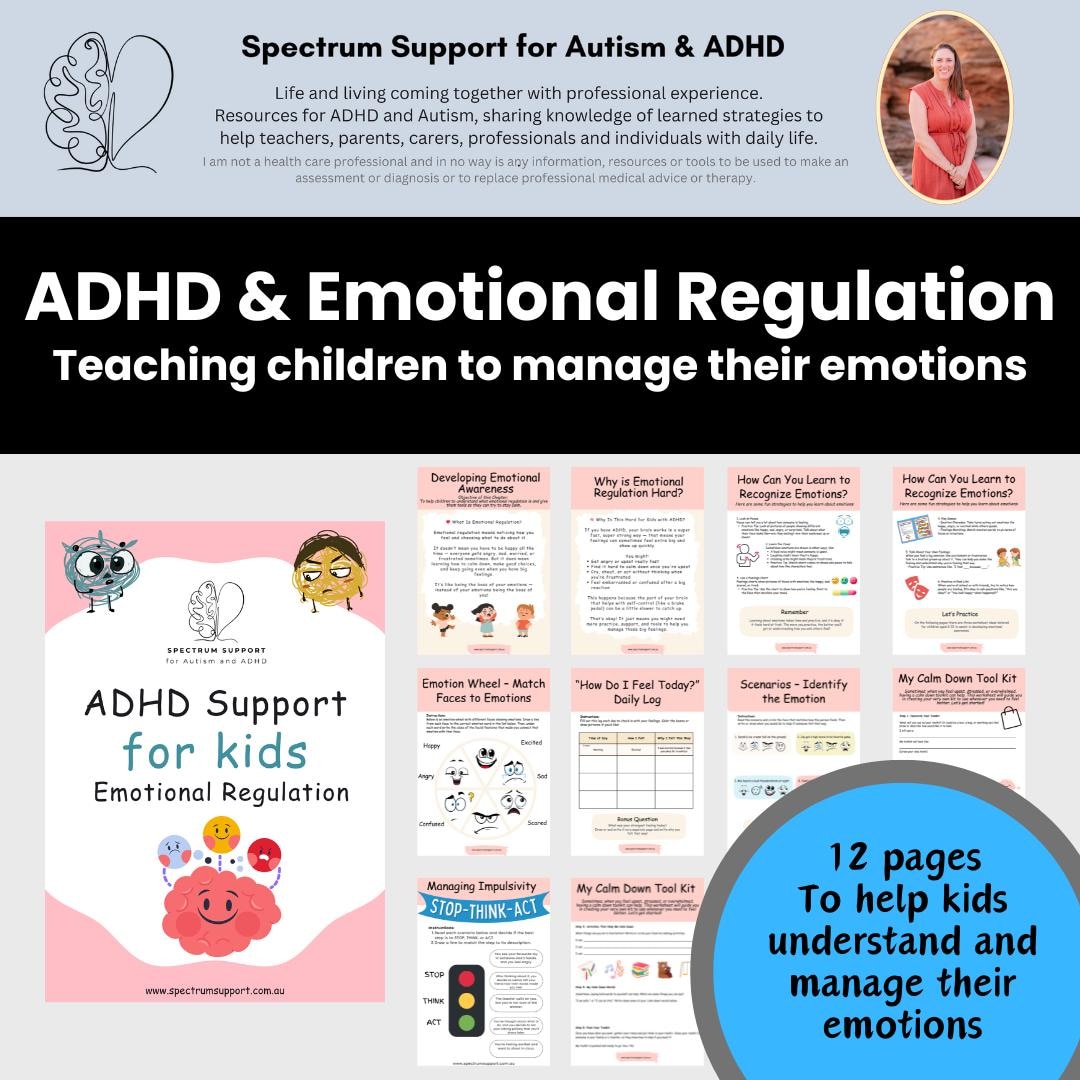ADHD Emotional Regulation Workbook: Kids Therapy, Inclusive Classroom ...