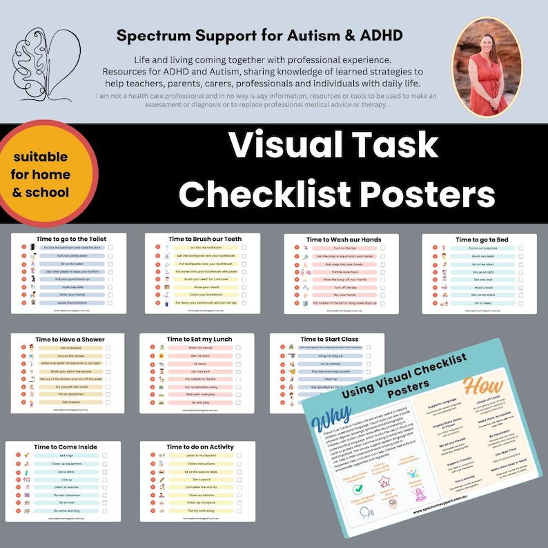 Autism Visual Task Checklist Posters: Daily Living Skills (digital ...