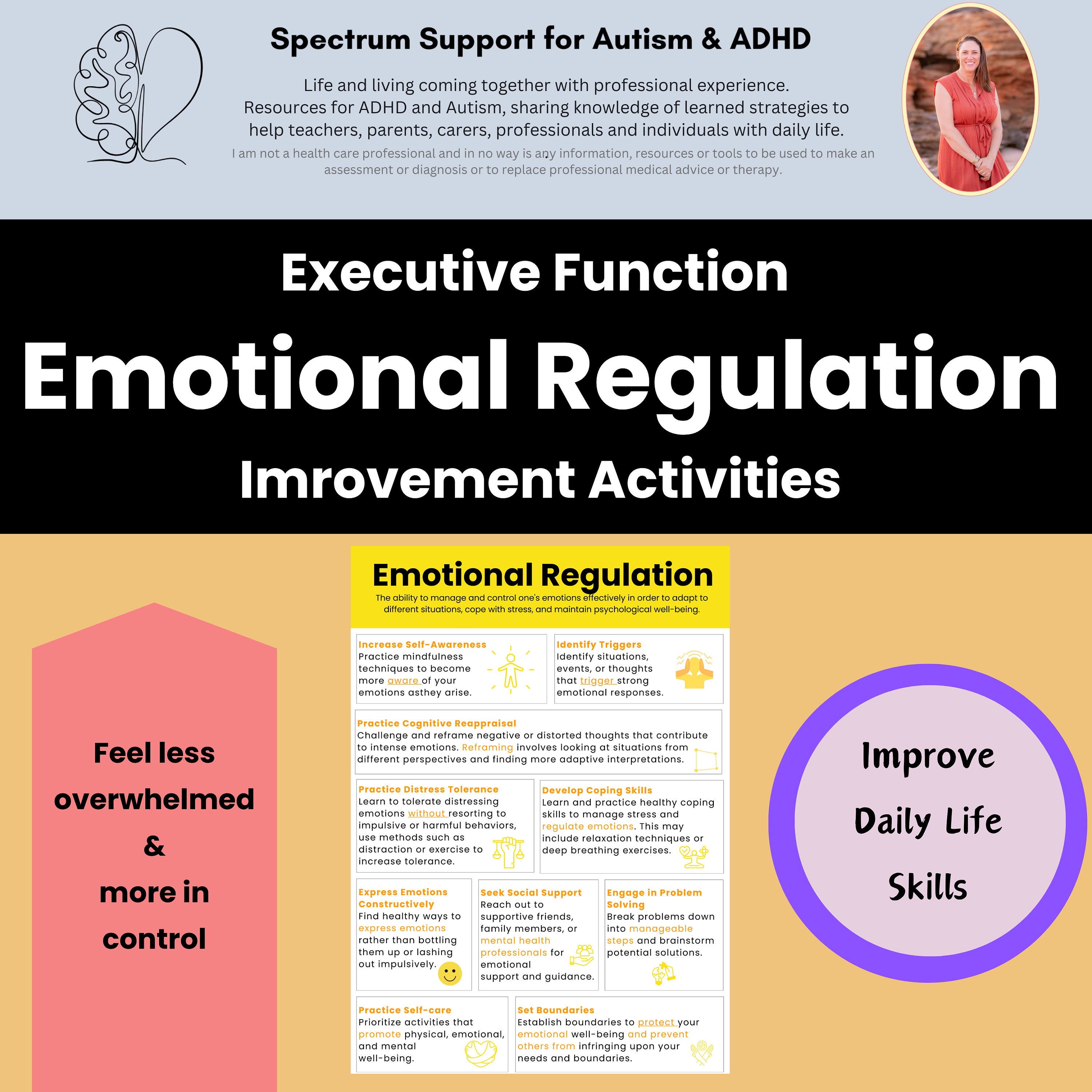 Executive Function & Emotional Regulation Sheet: ADHD, Autism, Therapy ...