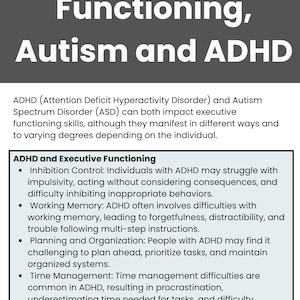 Executive Functioning in Autism and ADHD - Etsy