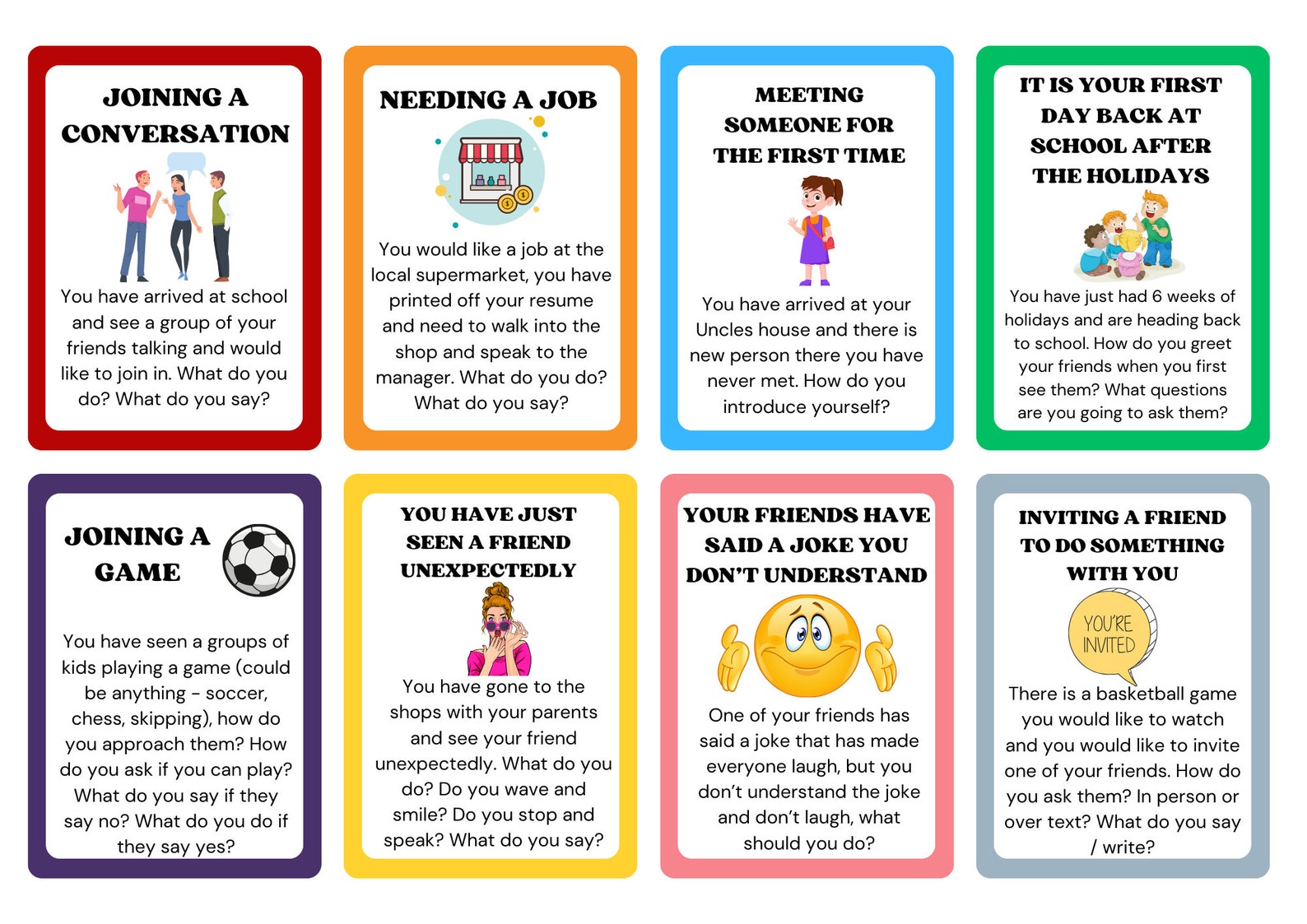 Social Skills Role Play Cards: Confidence & Self Esteem (digital ...