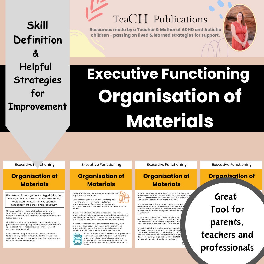 Executive Functioning Organisation of Materials and Strategies for ADHD Improvement Autism Help ...