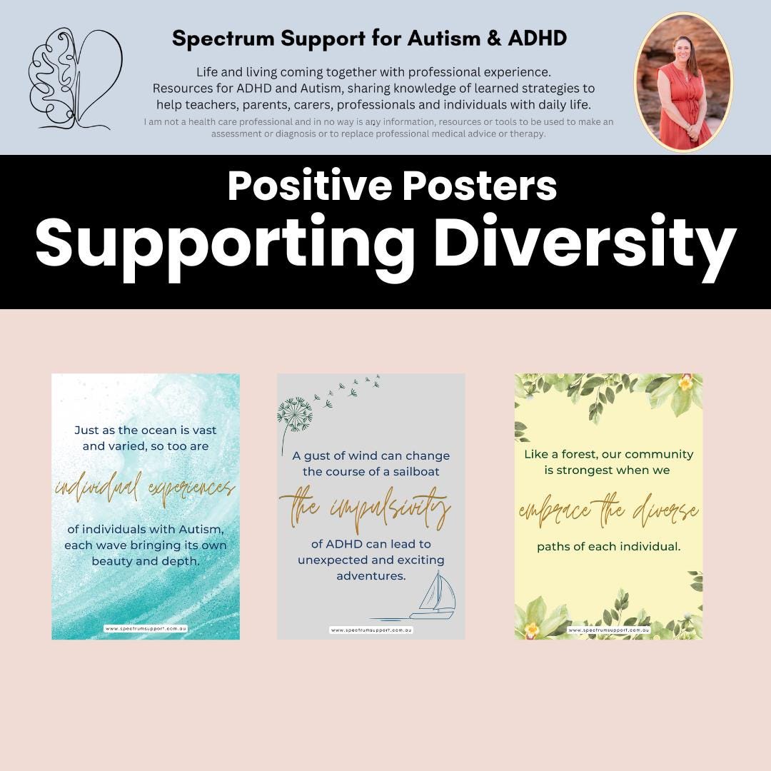 Support Neurodiversity Classroom Posters Positive Quotes ADHD & Autism ...