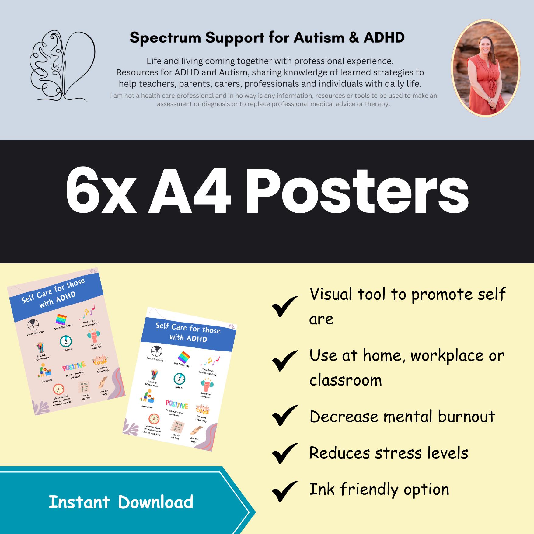Emotional Support Self Care Poster Print Support for ADHD Autism ...