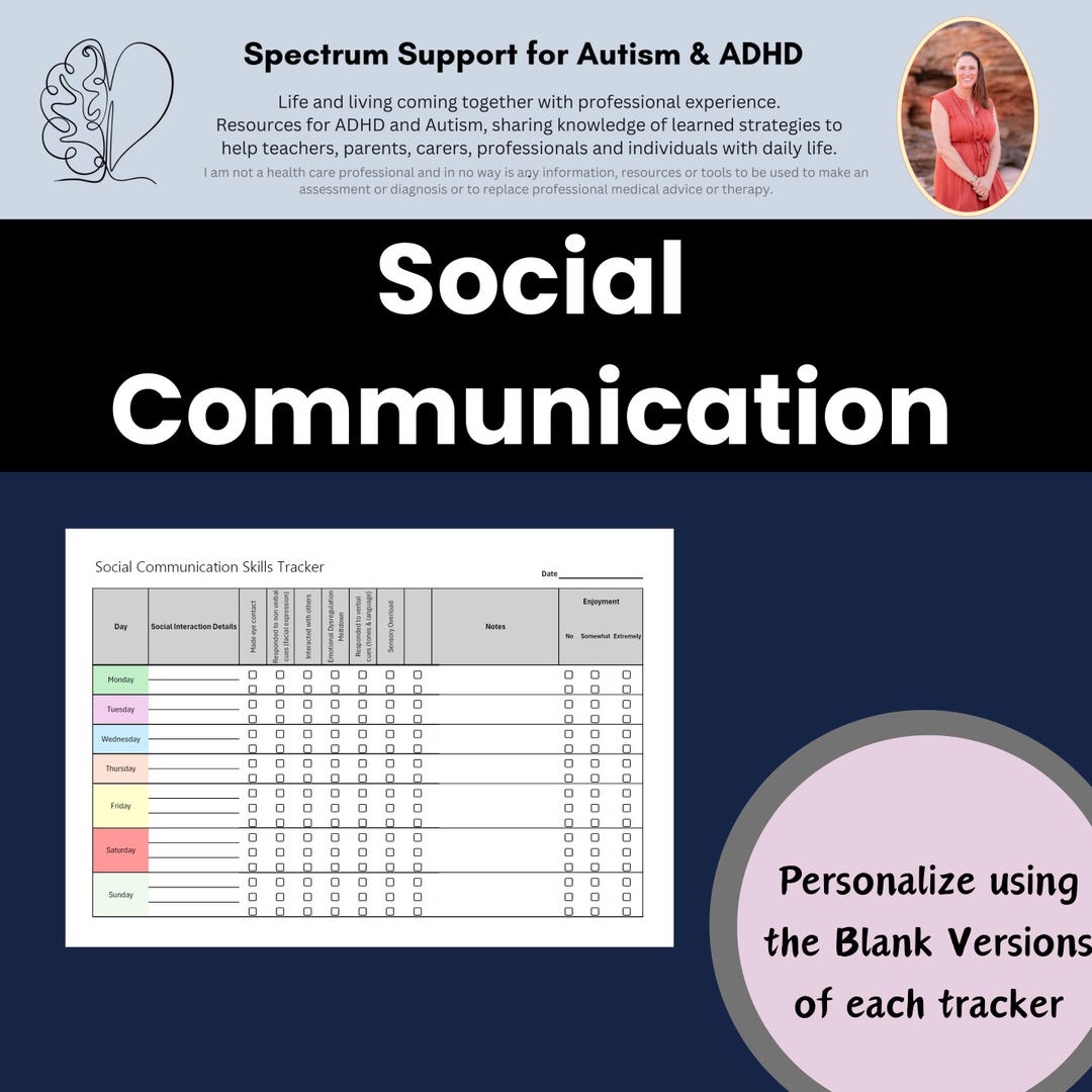 Communicaton Skills and Social Skills Tracker Autism Spectrum ASD and ...