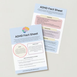 ADHD Fact Sheets: Therapy Office Decor & Coping Tools (digital Download ...