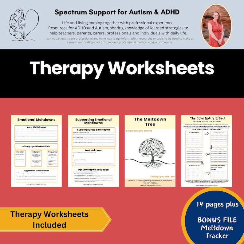 Meltdown & Emotional Regulation Worksheets: Autism, ADHD Support (PDF ...