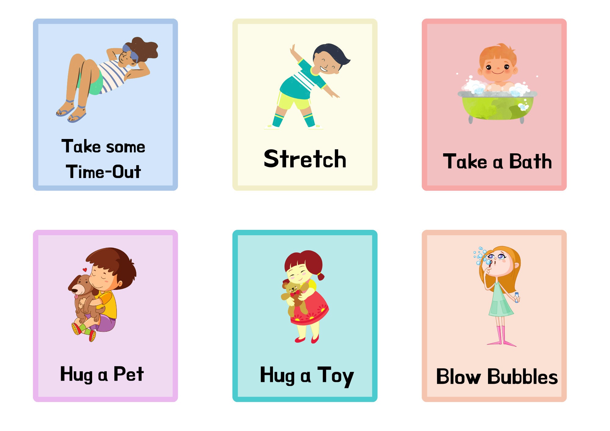 Calming Cards for Kids Printable Mindfulness Flash Cards Calm Down ...