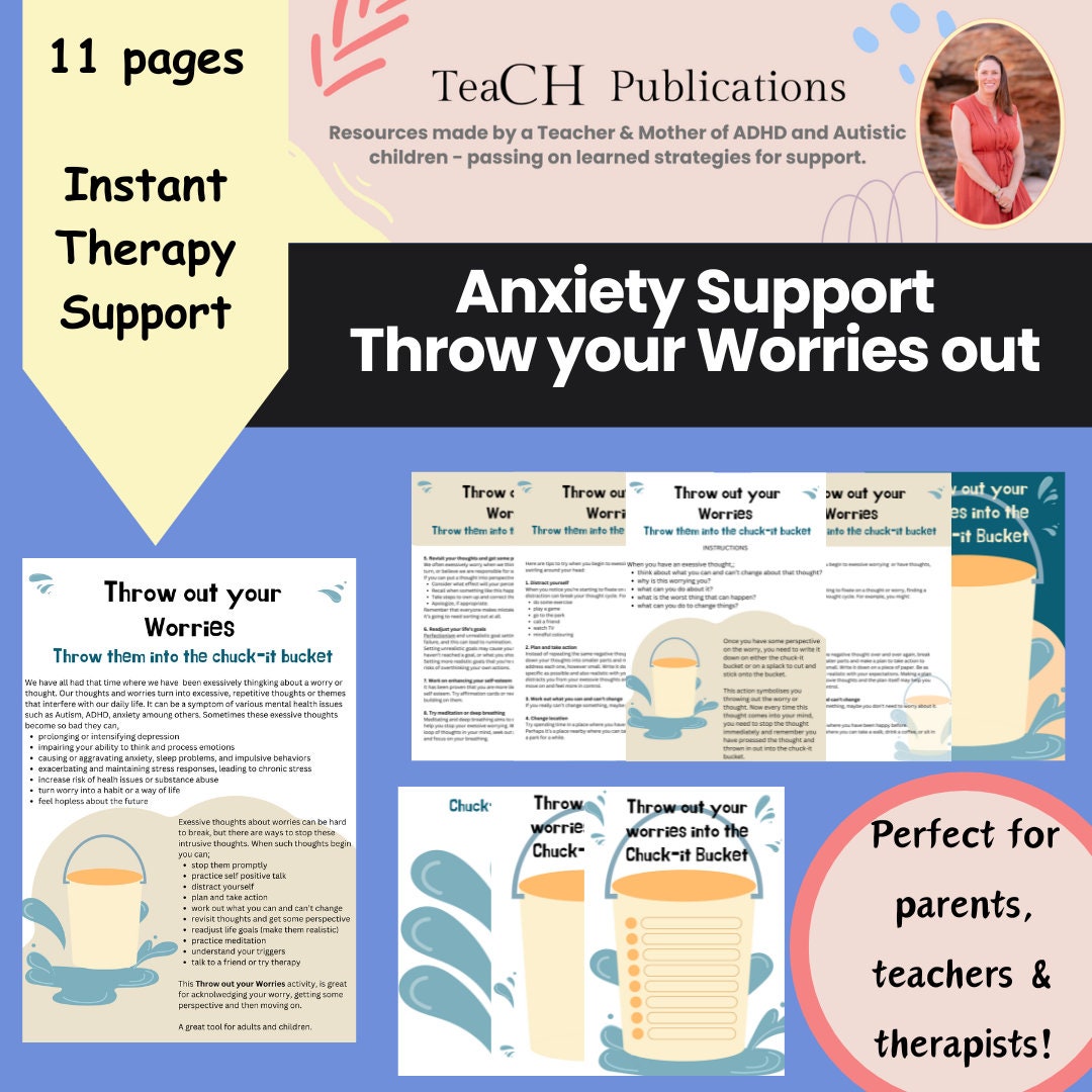 Anxiety Coping Cards Autism ADHD Therapy Worksheets Self Help Reduce ...