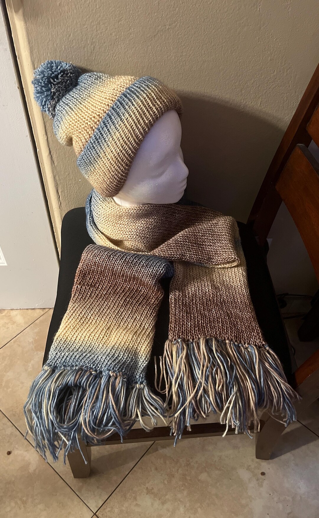 Knitted Matching Hat and Scarf - Etsy