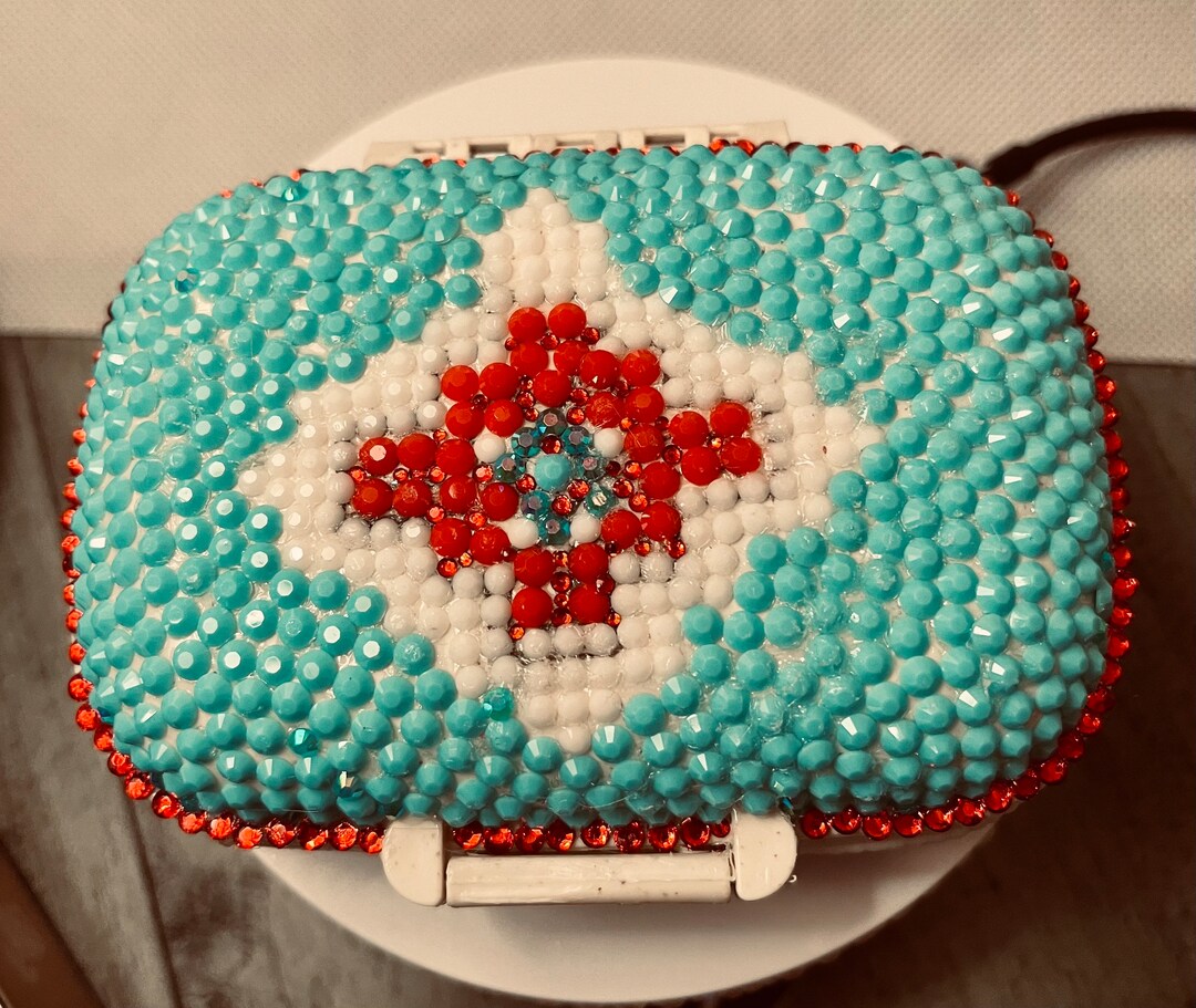 NEW Bedazzled Turquoise Red White Rhinestones Bling Pill Vitamin ...