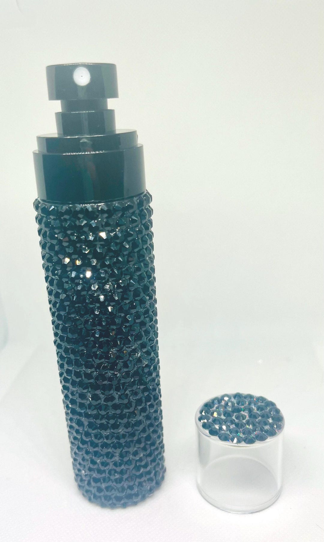 Handmade Bedazzled Black Rhinestone Spray Bottle: Refillable Fine Mist ...