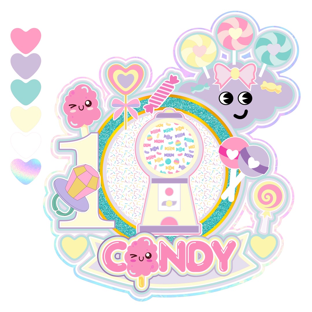 Candy Cake Topper Digital, Digital Shaker Cake Topper, Birthday Cake ...