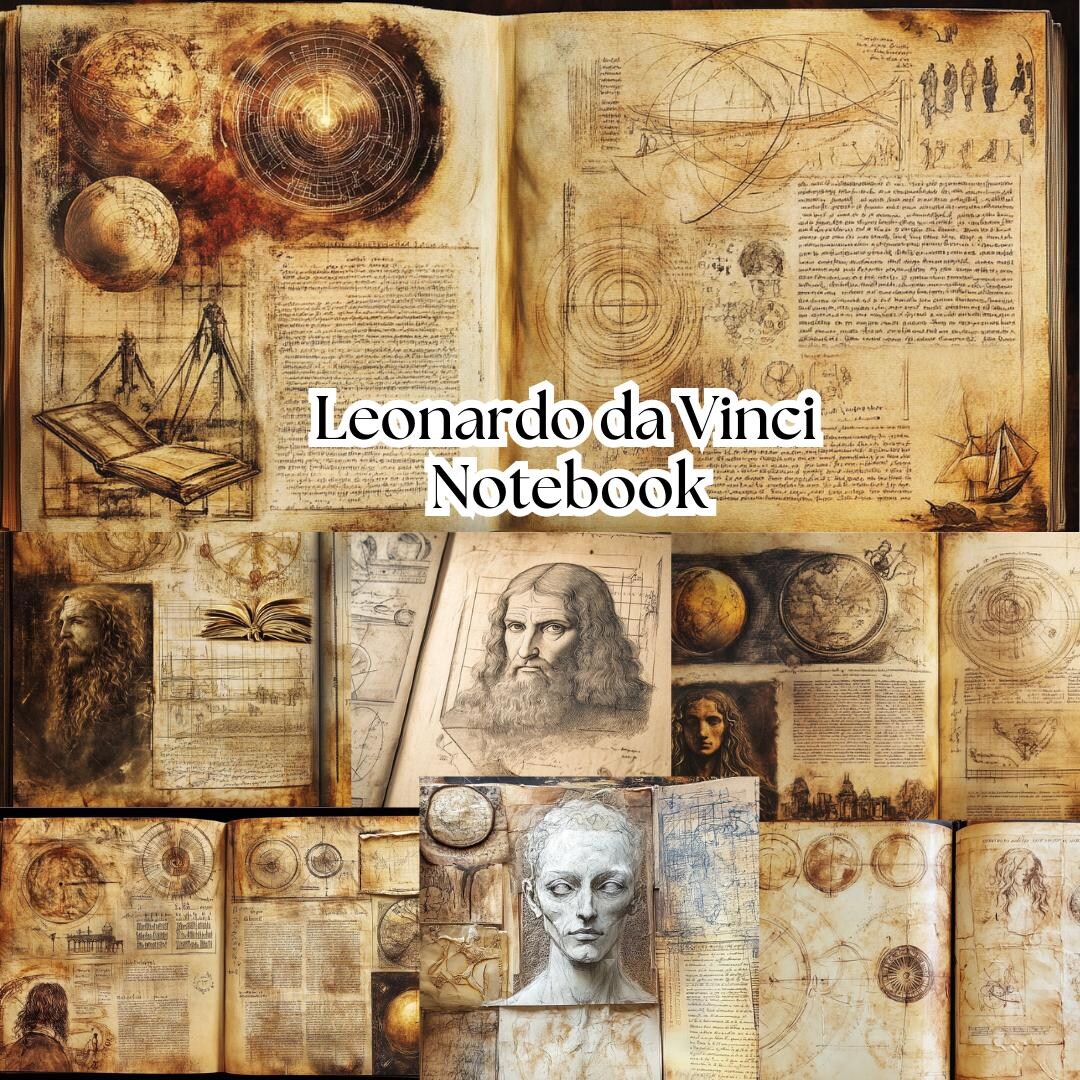 Leonardo Da Vinci Notebook, Leonardo Da Vinci Junk Journal, Sketchbook ...