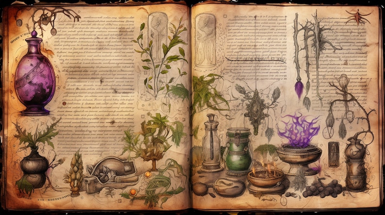 Magical Diary, Fantasy Junk Journal Kit, Witch Grimoire, Wiccan Spell ...