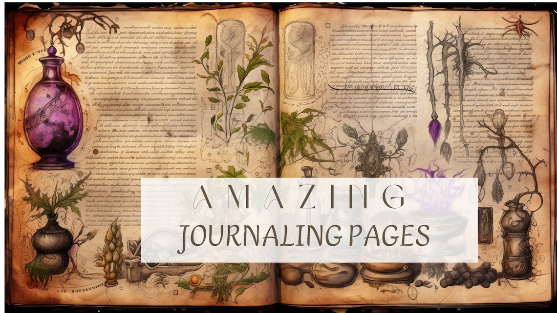 Magical Diary, Fantasy Junk Journal Kit, Witch Grimoire, Wiccan Spell ...