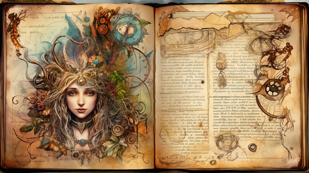 Magical Diary, Fantasy Junk Journal Kit, Witch Grimoire, Wiccan Spell ...