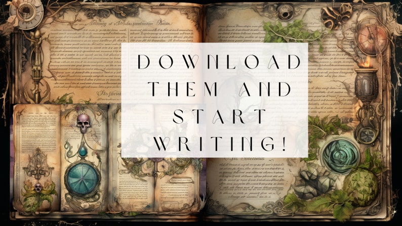 Magical Diary, Fantasy Junk Journal Kit, Witch Grimoire, Wiccan Spell ...