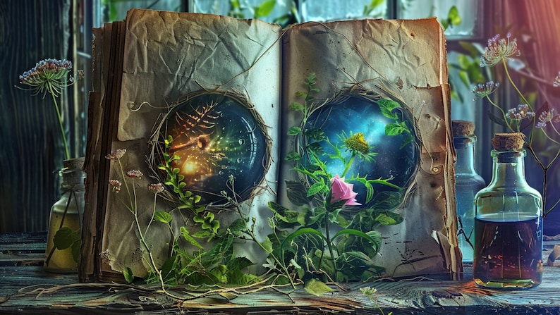 Magical Diary, Fantasy Junk Journal Kit, Witch Grimoire, Wiccan Spell ...