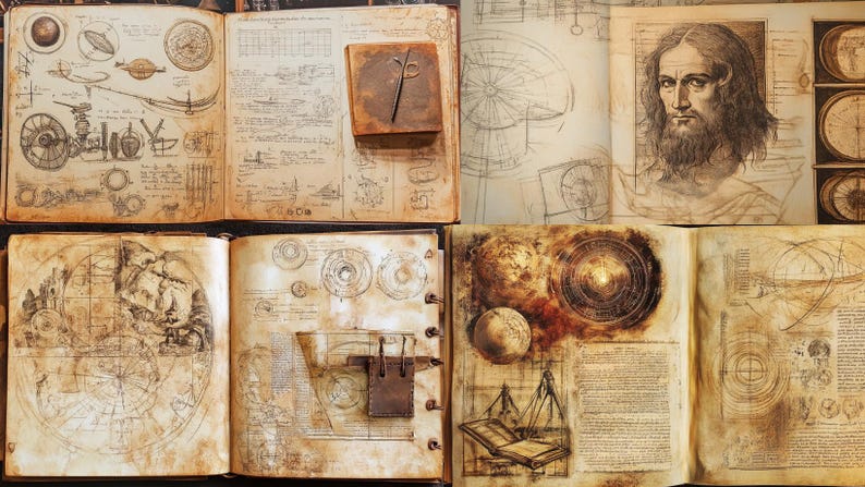 Leonardo Da Vinci Notebook, Leonardo Da Vinci Junk Journal, Sketchbook ...