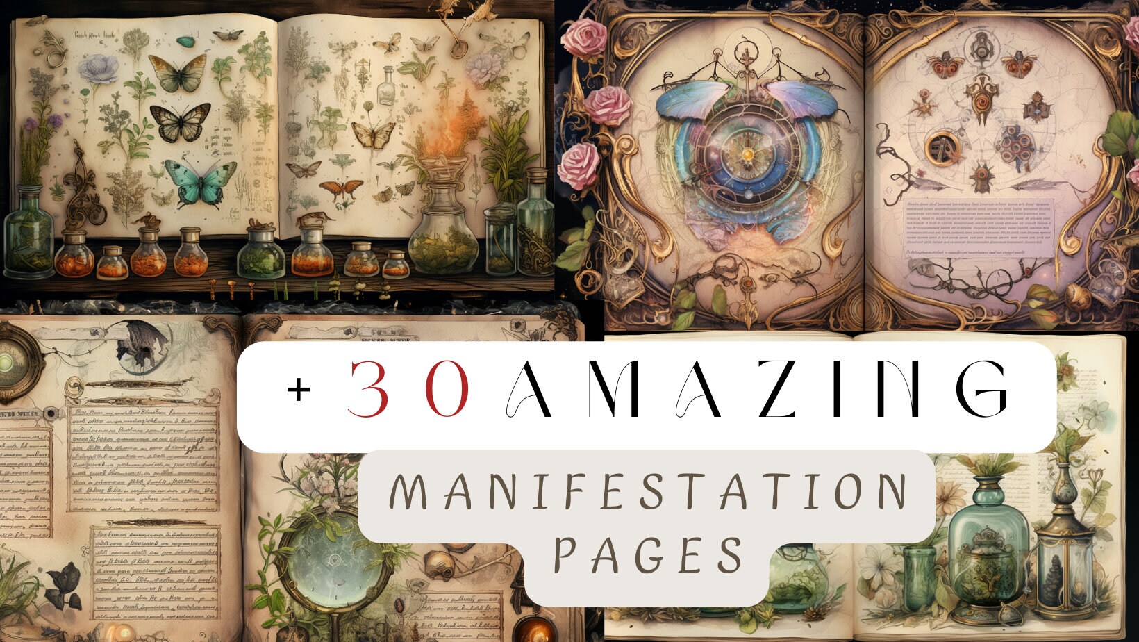 Magical Diary, Fantasy Junk Journal Kit, Witch Grimoire, Wiccan Spell ...