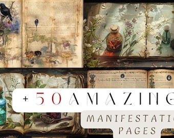 Magical Diary, Fantasy Junk Journal Kit, Witch Grimoire, Wiccan Spell ...