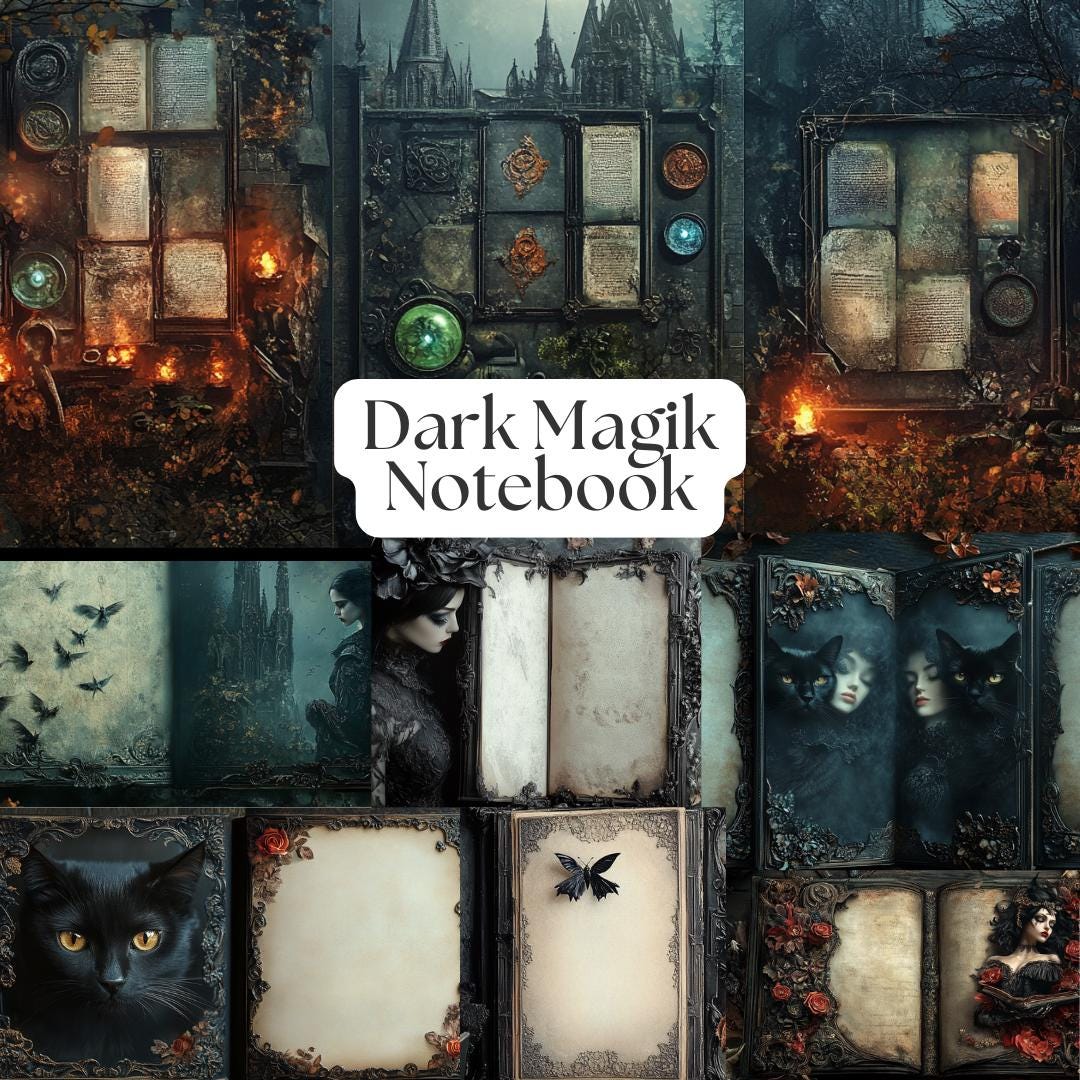 Dark Academia Junk Journal Pages, Black Magician Dark Academic Vintage ...
