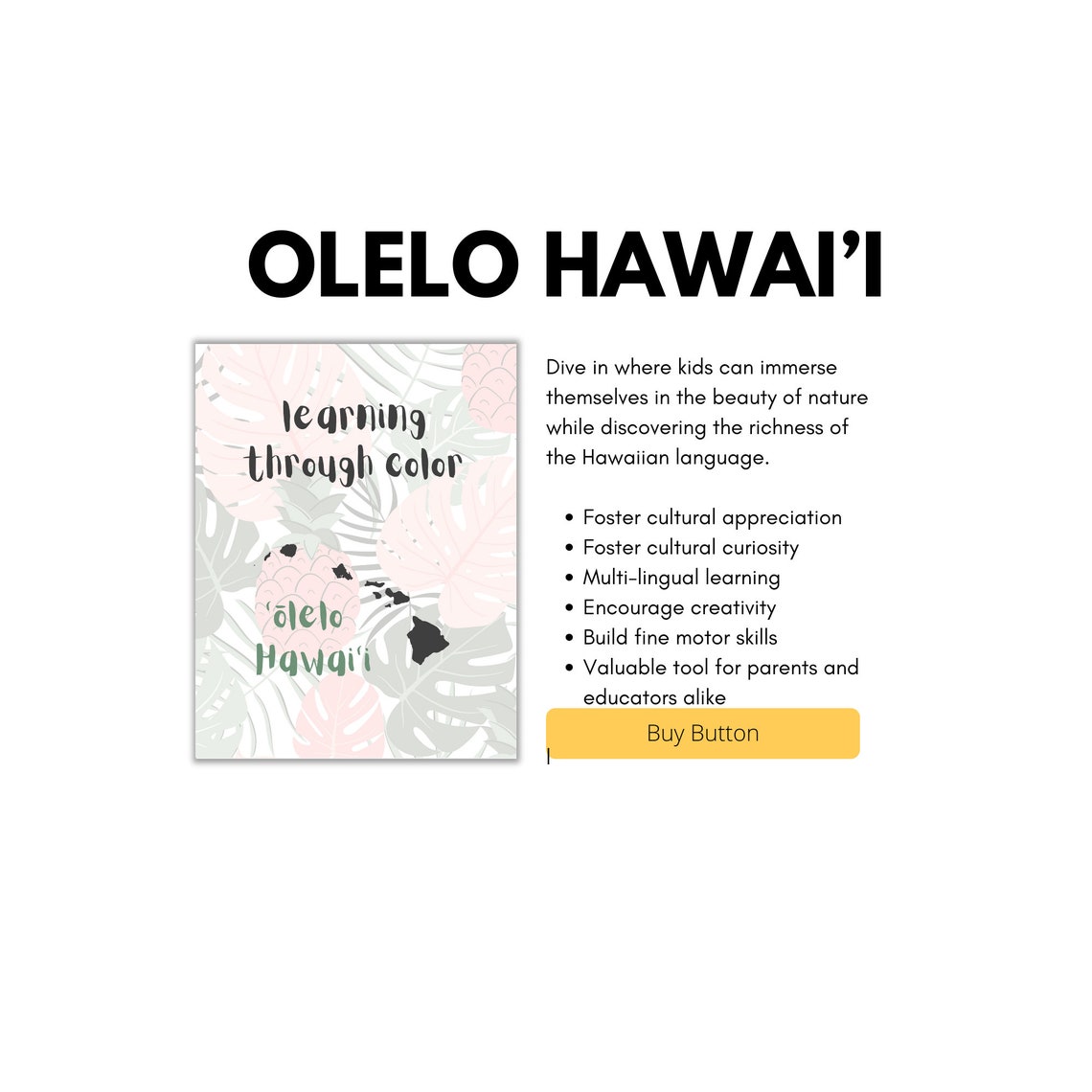 Learning Through Color Olelo Hawai'i hawaiian Language Coloring ...