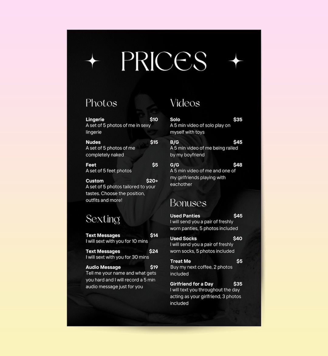 Onlyfans Tip Menu Editable Canva Template Modern Luxury Tipping Menu ...