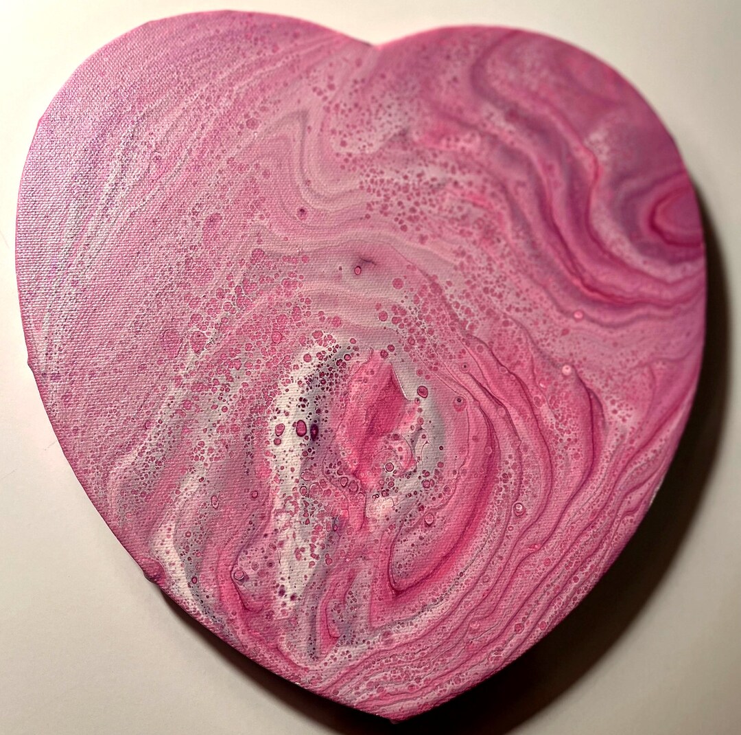 10 Inch Pink Love Heart- Acrylic Paint Pour - Etsy