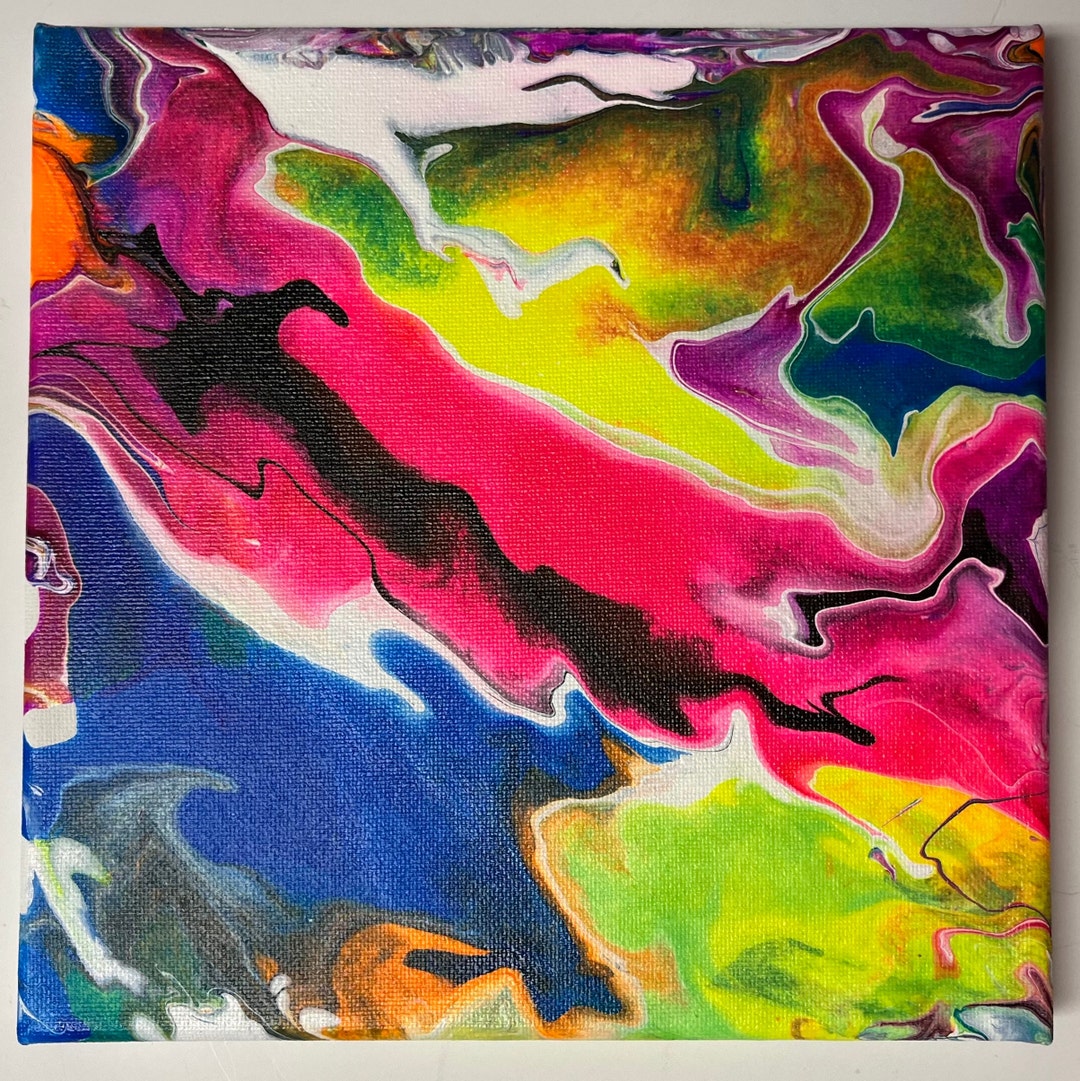 8x8 the 80s- Acrylic Paint Pour - Etsy
