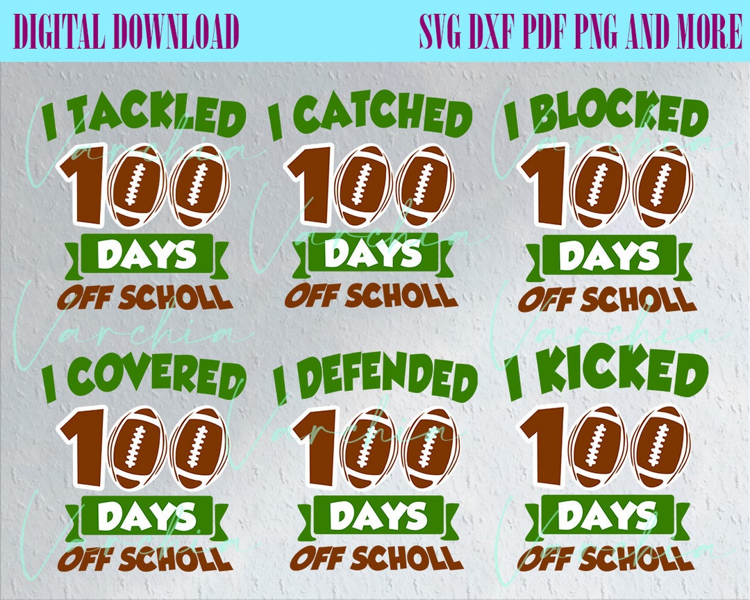 100 Days of School Svg, 100th Day of School Svg, 100 Days, Football Svg ...