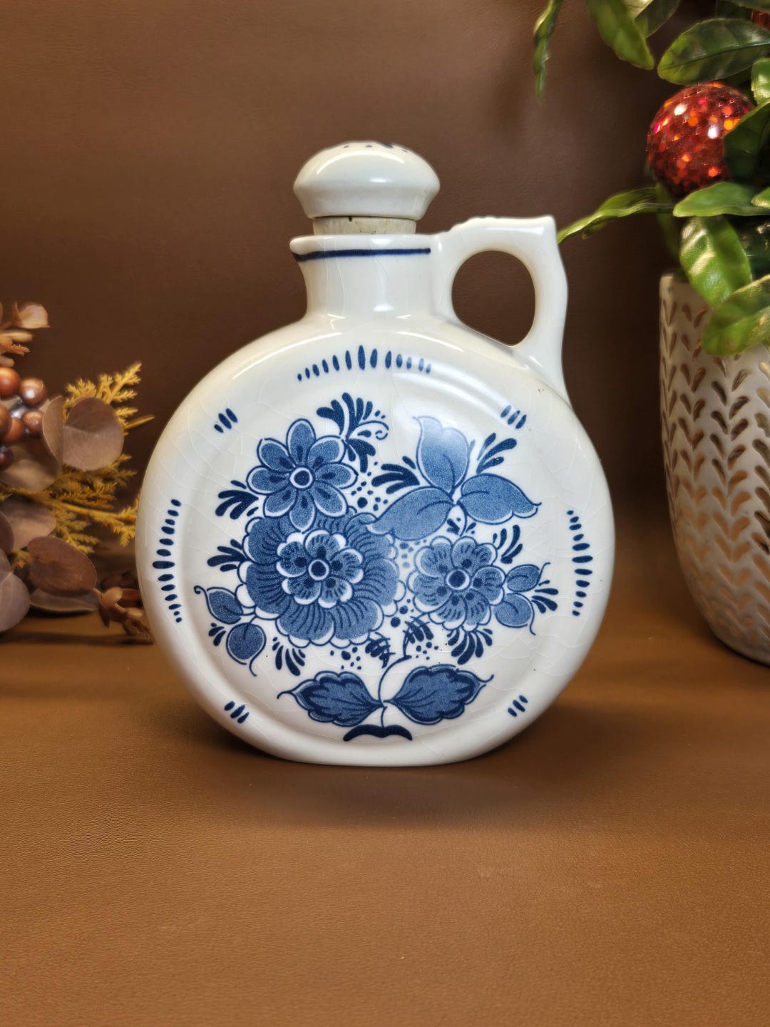 Royal Goedewaagen Delfts Style Holland Moon Corked Blue & White Porcelain Decanter - Etsy