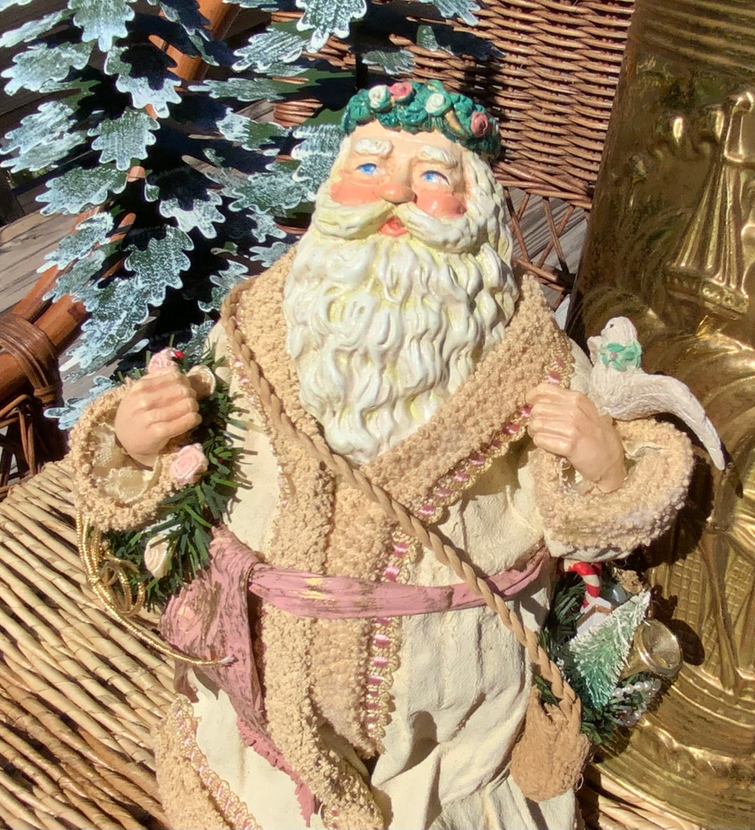 Vintage Pink Peace Santa With Roses and Dove - Very Unique - Etsy