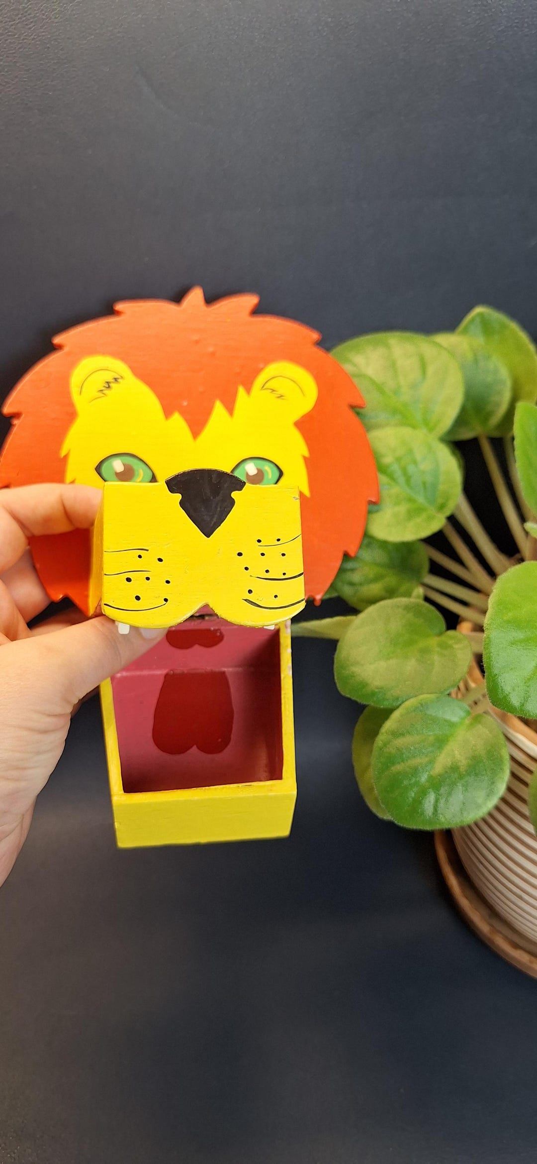 1985 Children's Toy Lion Wooden Box - Etsy