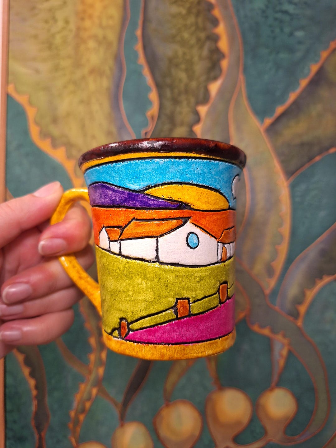 Bright Handmade Casita Sunrise in Colombia Mug Texturized Signed - Etsy