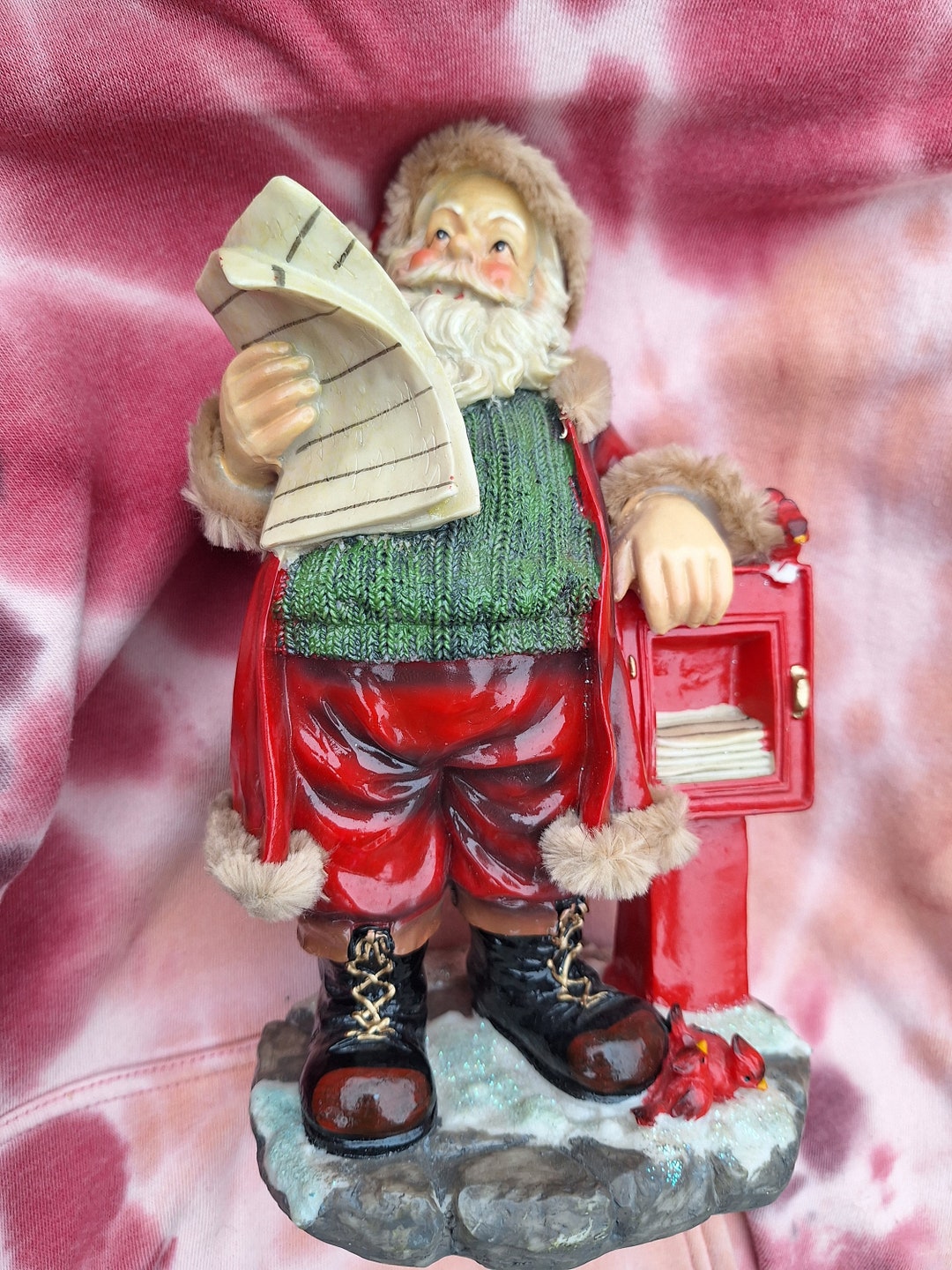 Vintage Santa Reading Letters Statue - Etsy