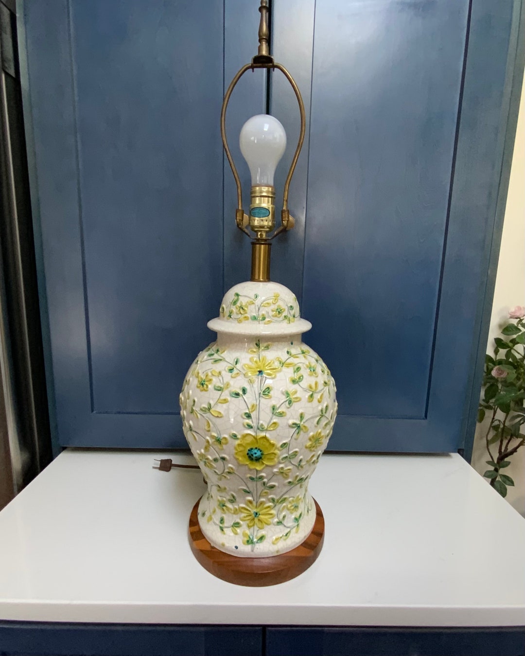 Large Ceramic Underwriters Laboratories Yellow Flowers Lamp - Etsy