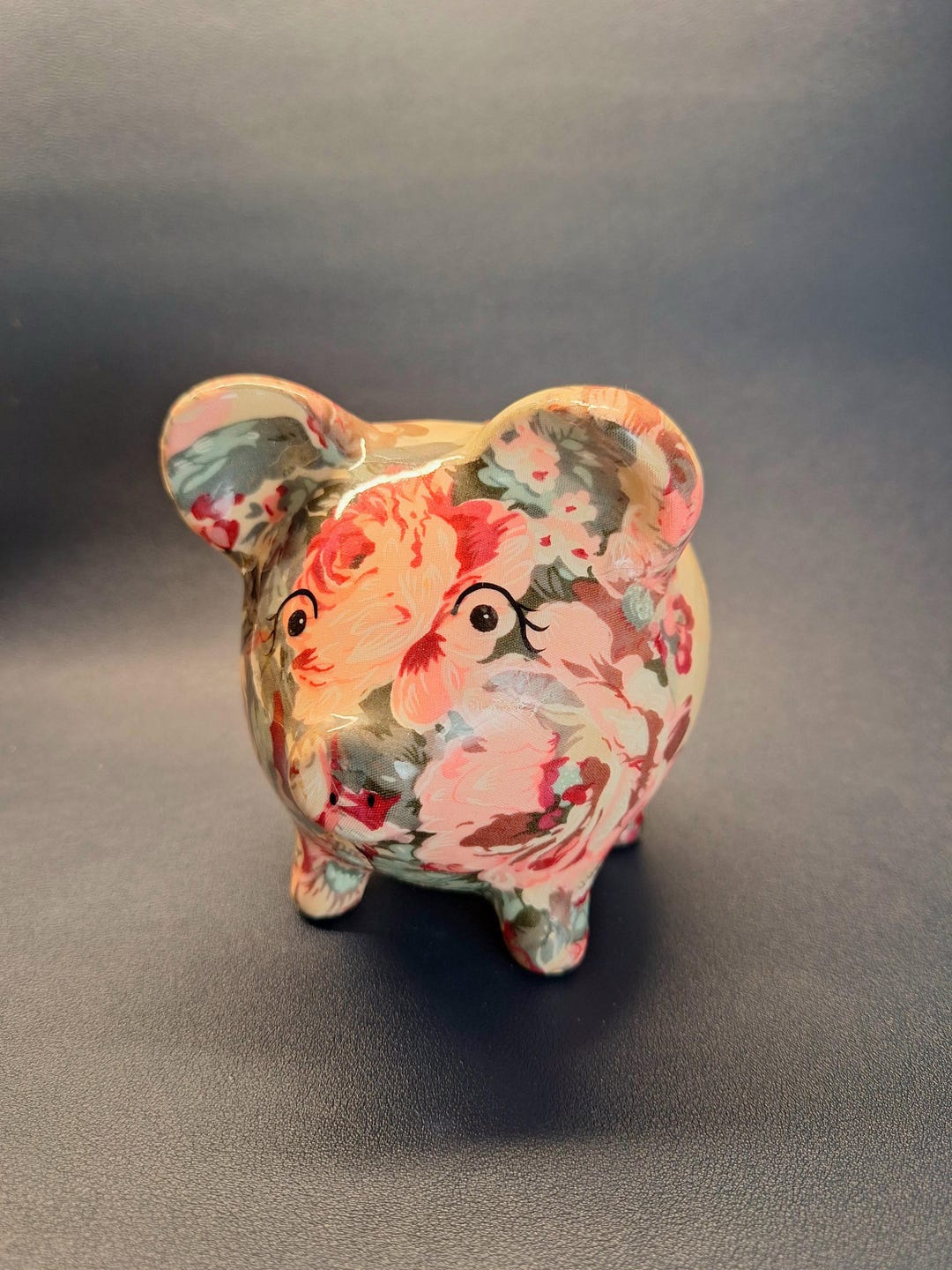 Vtg 90s Adorable Pink Ceramic Floral Pig Figurine - Etsy