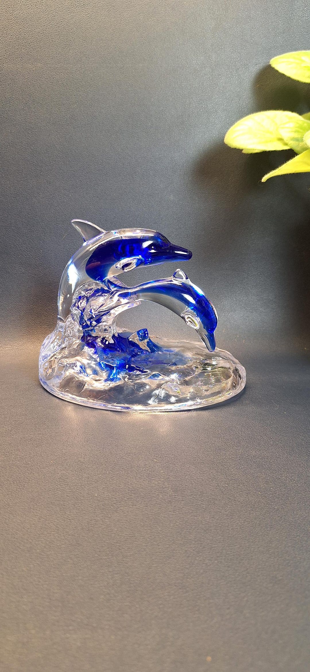 Vintage Glass Jumping Dolphins Sculpture - Etsy