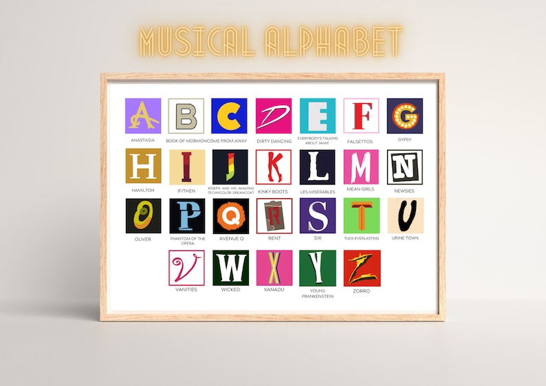 Musical Theatre Alphabet Art Digital Print - Etsy