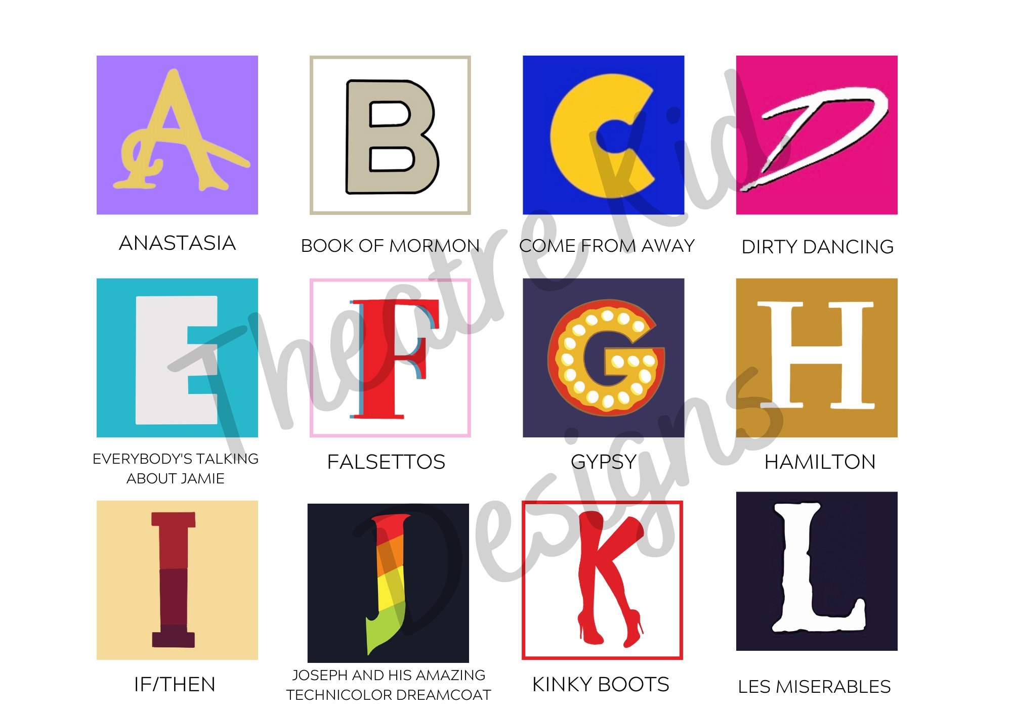 Musical Theatre Alphabet Art Digital Print - Etsy