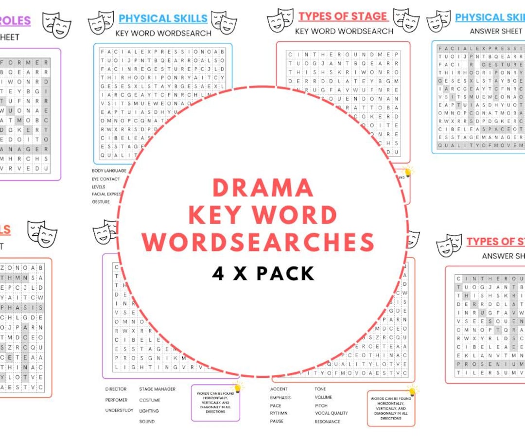 Drama/theatre Word Searches | Classroom | GCSE Drama | Drama Teacher ...